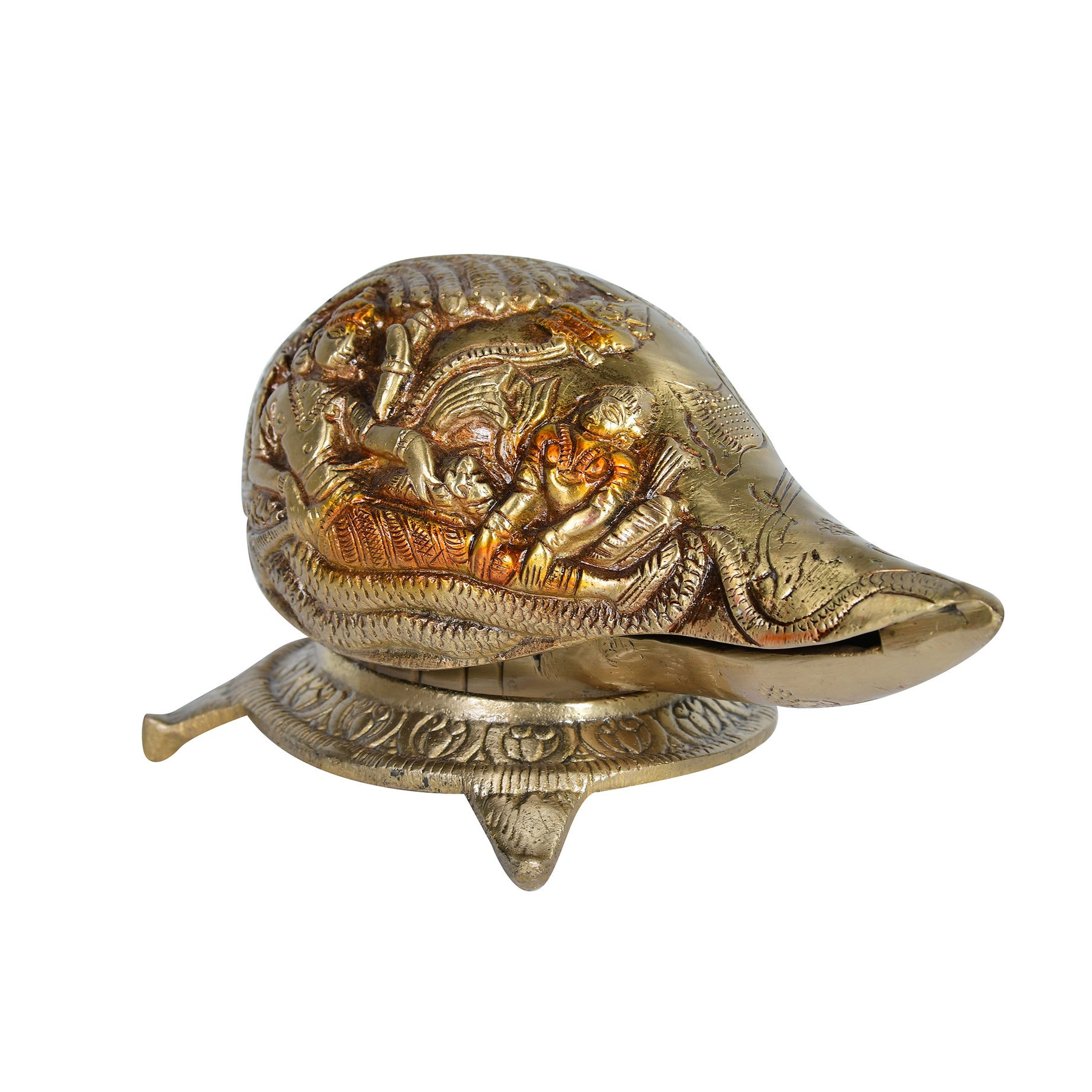 Brass Antique Lakshmi narayan beautifully carved Shankh on stand ...