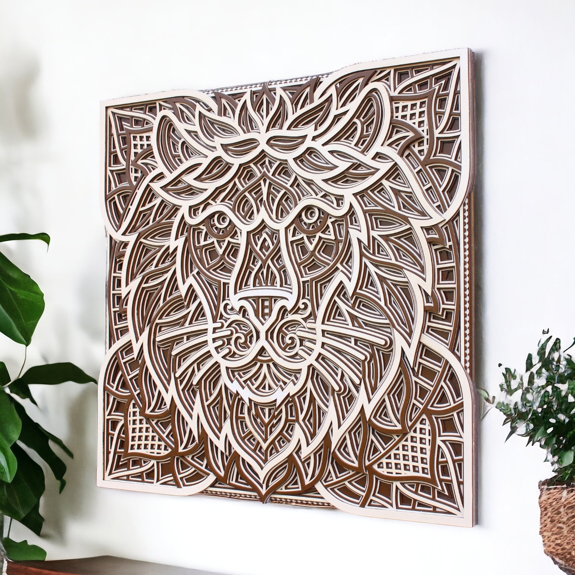 3D Lion Head Square- 10 Layers – Makerz & Marvelz International Private ...