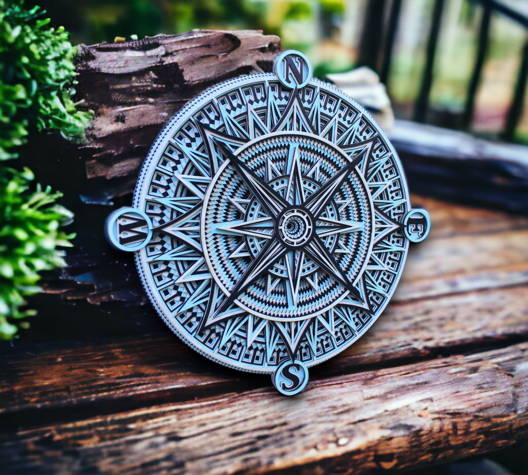 New Round Compass Wall Art - Handcrafted Rustic Boho Home Accent, Uniq ...